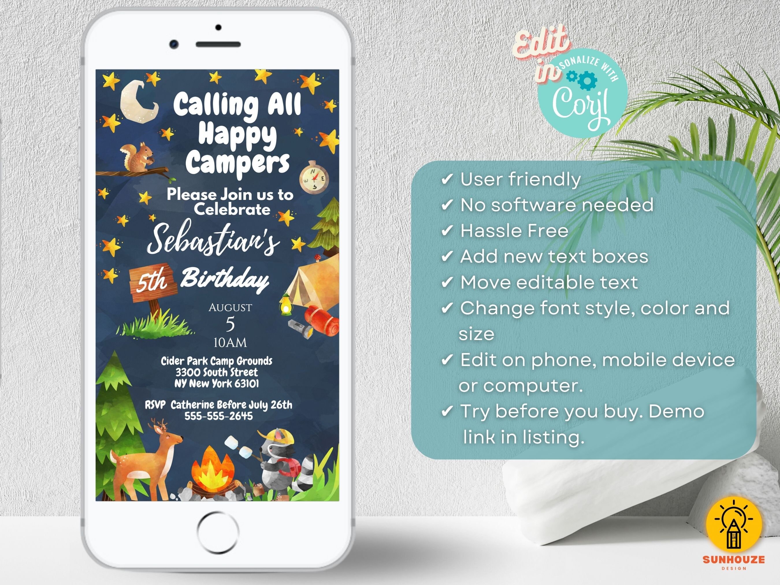 Camping Invitation Template Camping Birthday Party - Etsy