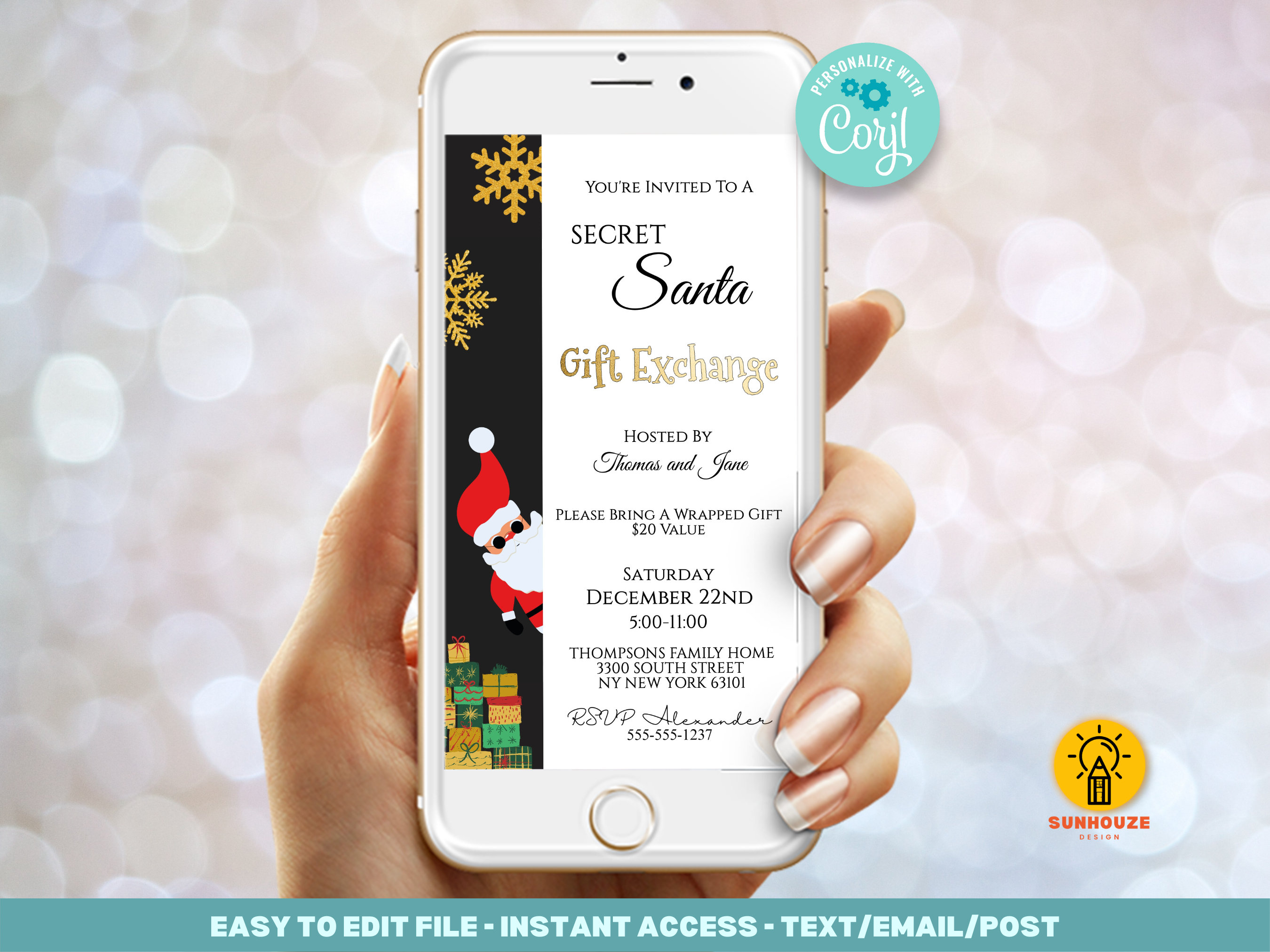 Secret Santa Invitation Template Christmas Party Invite for - Etsy