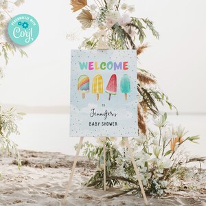 Popsicle Baby Shower Shower Welcome Sign - She's Ready to Pop Baby ...