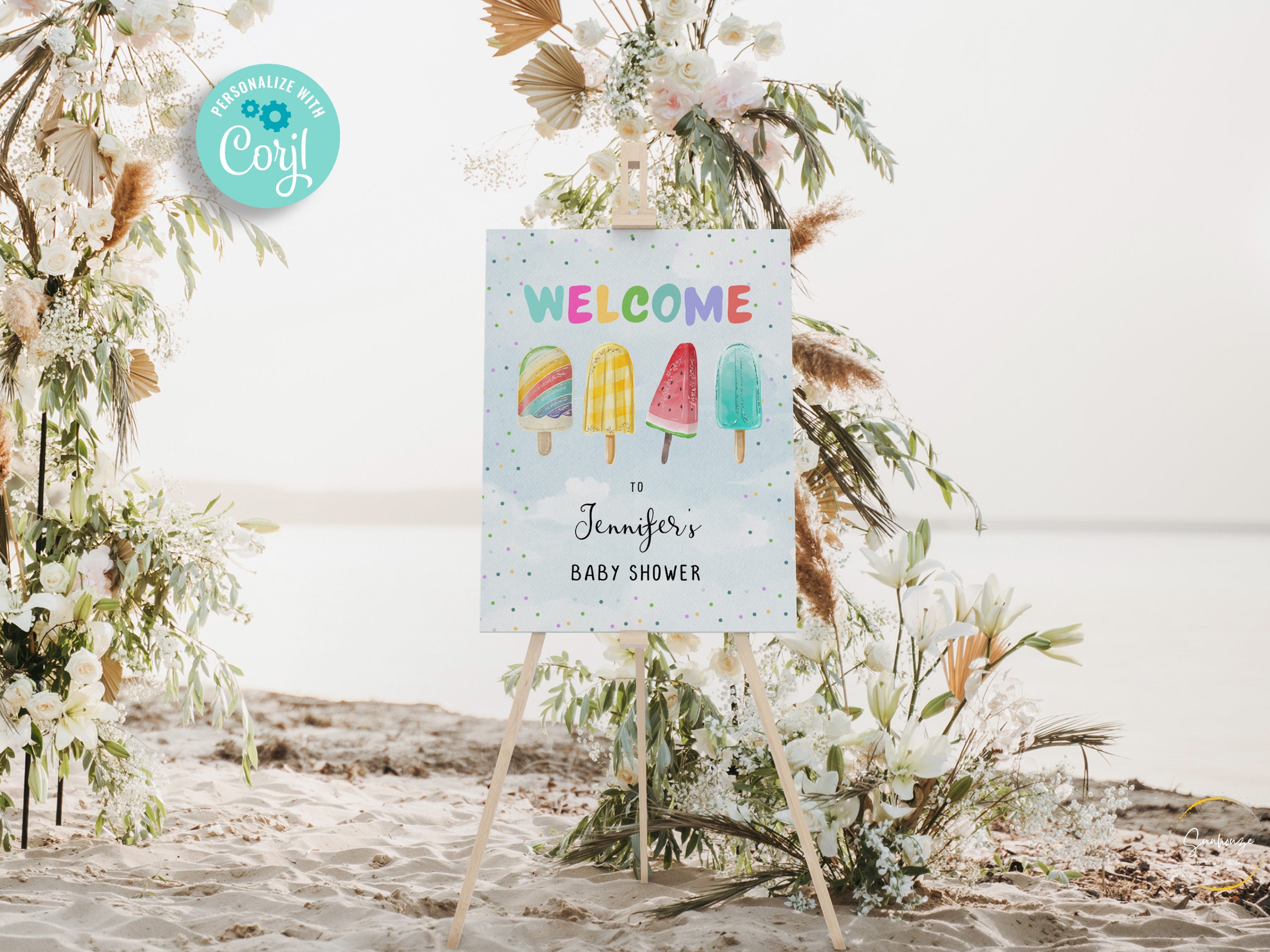 Popsicle Baby Shower Shower Welcome Sign - She's Ready to Pop Baby ...