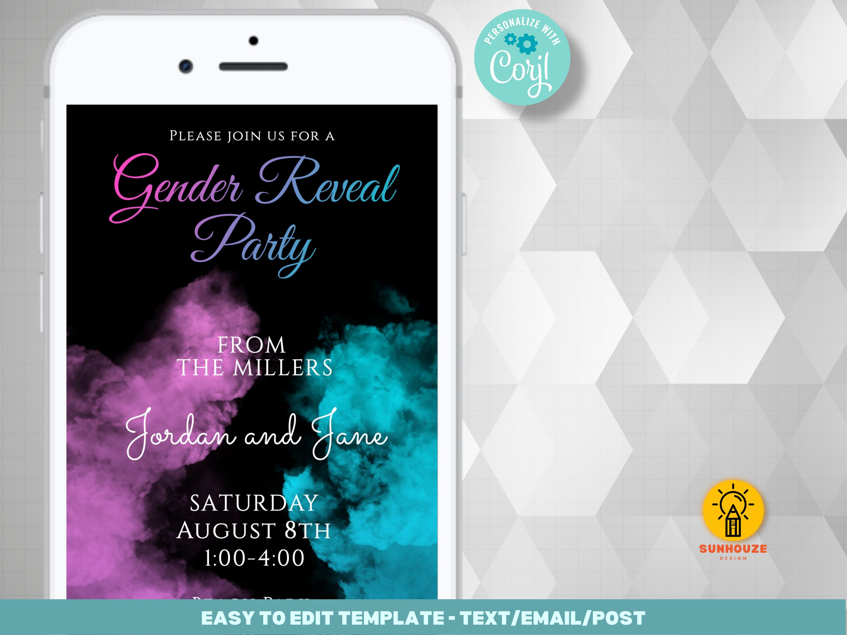 Gender Reveal Invitation Template - Gender Reveal Party Digital ...