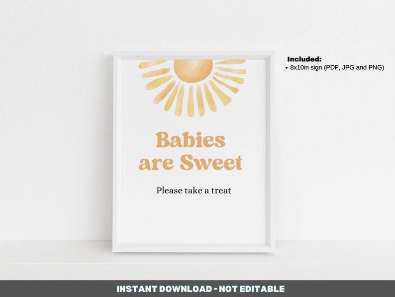 Retro Sun Babies Are Sweet Sign - Here Comes the Son Baby Shower Favors ...