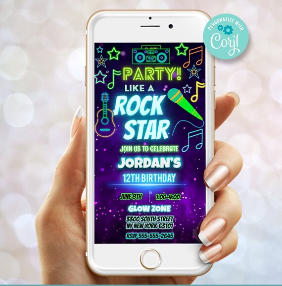 Like A Rockstar Party Invite Rock Star Red Guitar VIP Pass Invitation