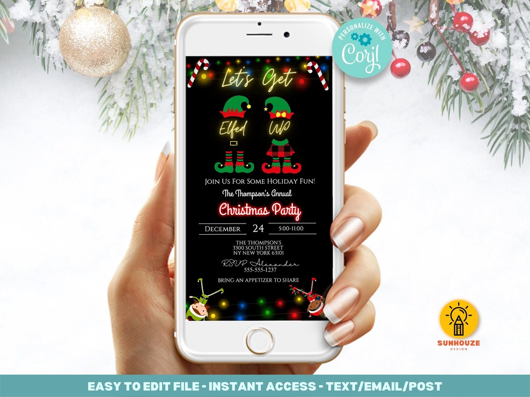 Let's Get Elfed up Invitation Template - Holiday Invite for Phone ...