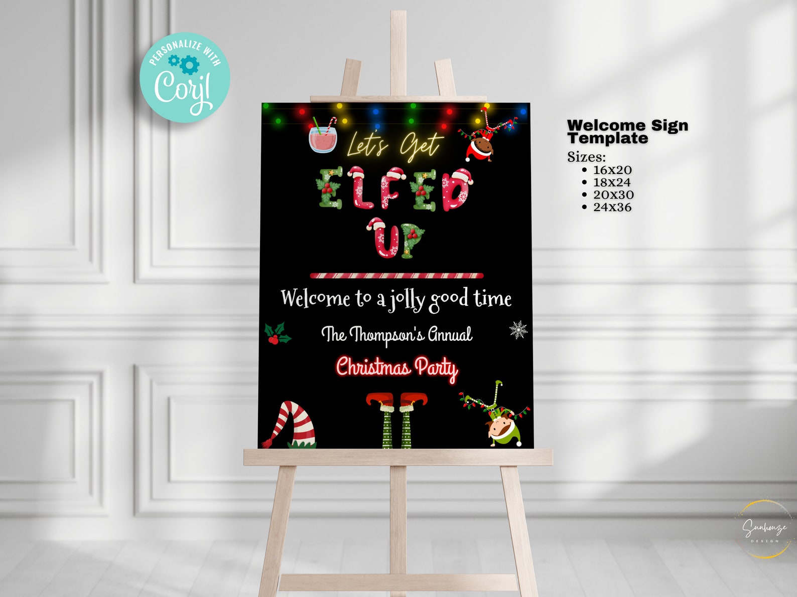Let's Get Elfed up Christmas Party Sign – Holiday Entrance Decor ...
