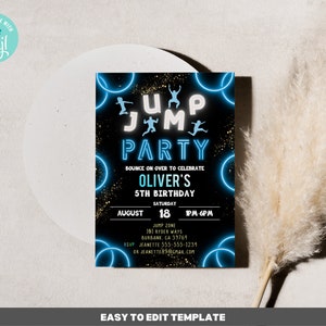 Jump Birthday Invitation 5x7 Printable | Editable Lets Jump Trampoline ...