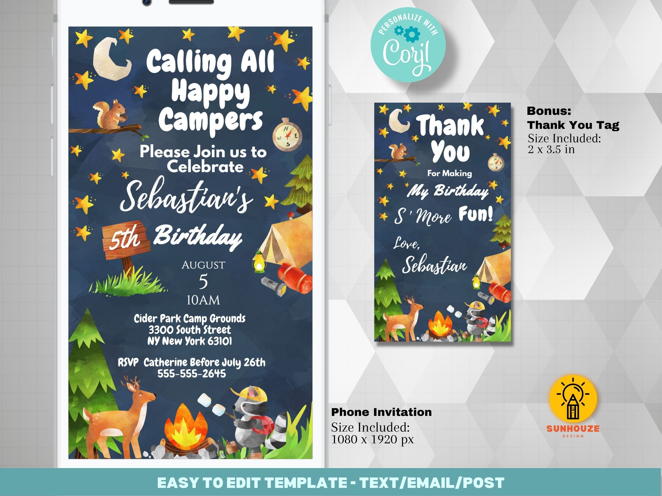 Camping Invitation Template Camping Birthday Party - Etsy