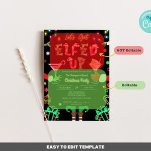 Let's Get Elfed up Invitation Template - Holiday Invite Instant Digital ...