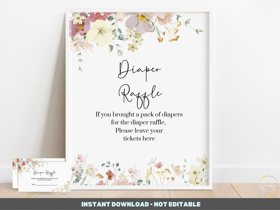 Baby in Bloom Diaper Raffle Sign - Floral Baby Shower - Printable ...