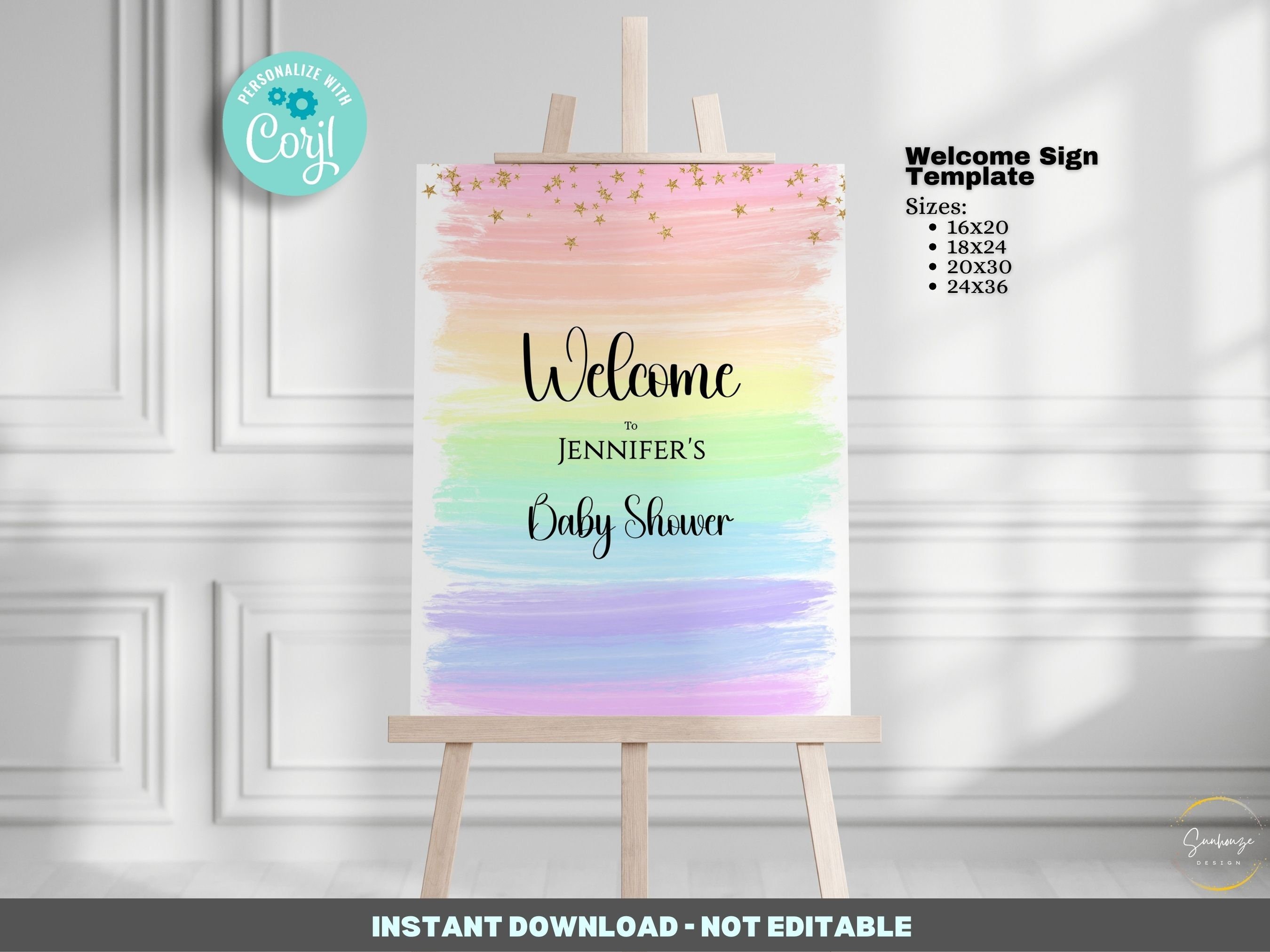 Editable Rainbow Baby Shower Welcome Sign Rainbow Baby - Etsy
