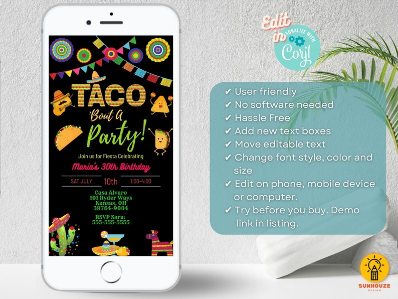 Editable Taco Birthday Invitation Template Taco Invitation - Etsy Canada