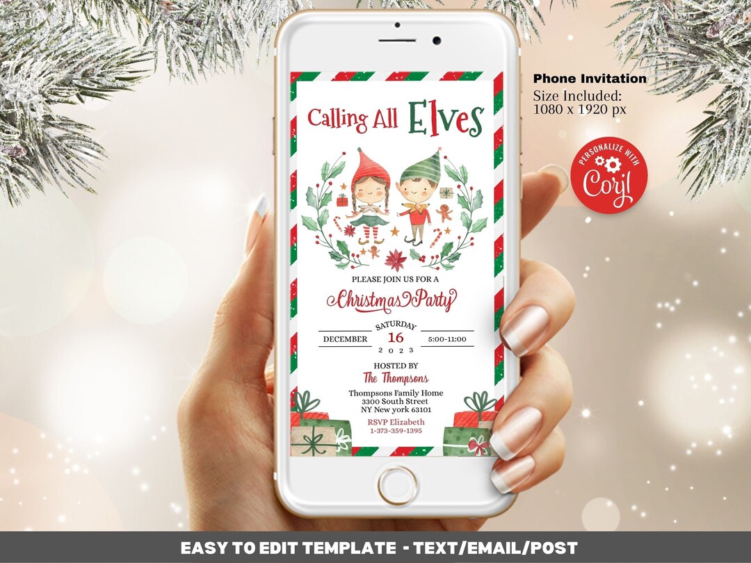 Editable Elf Christmas Party Invitation Template (digital Download) - Etsy