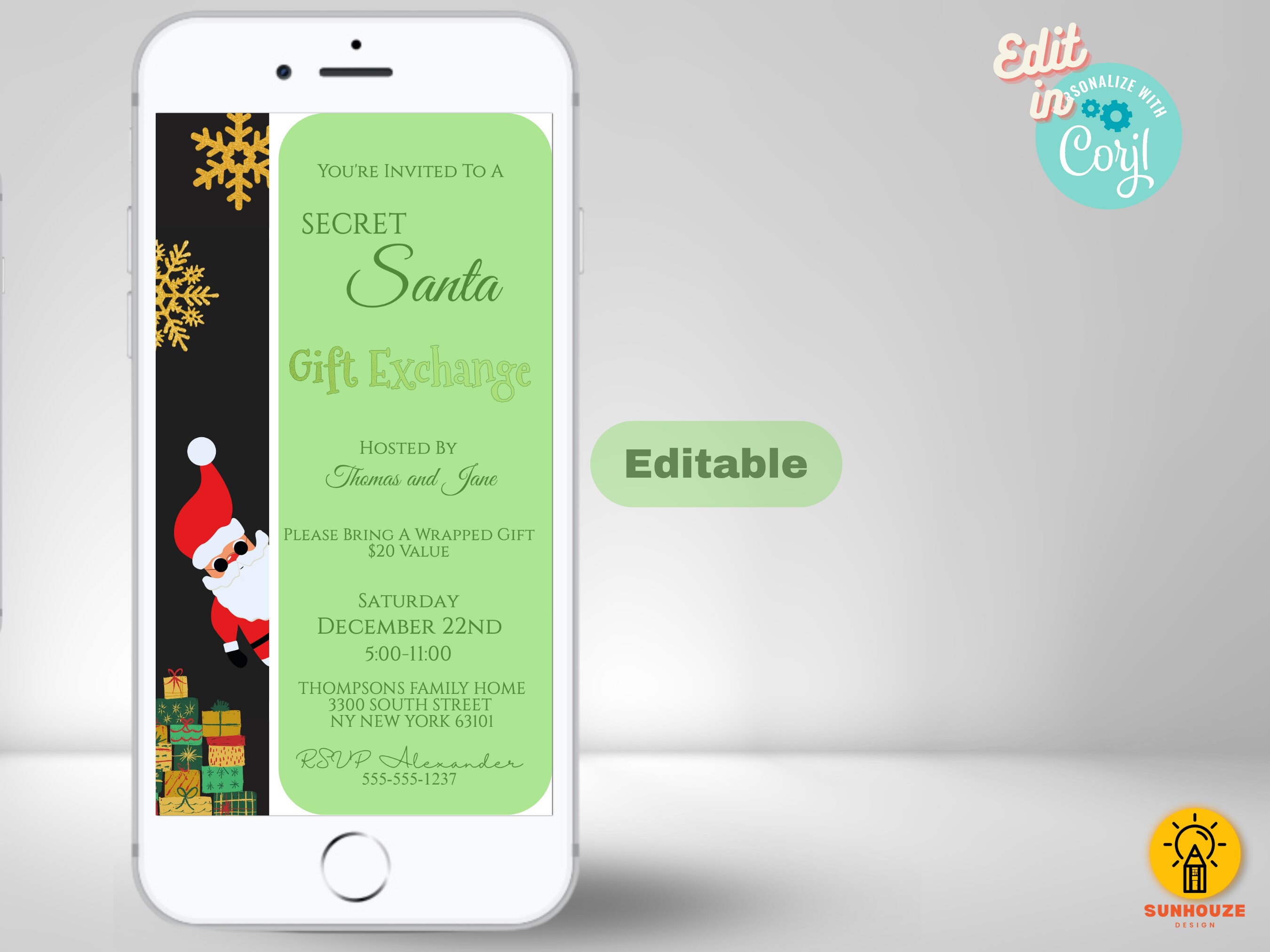Secret Santa Invitation Template Christmas Party Invite for - Etsy