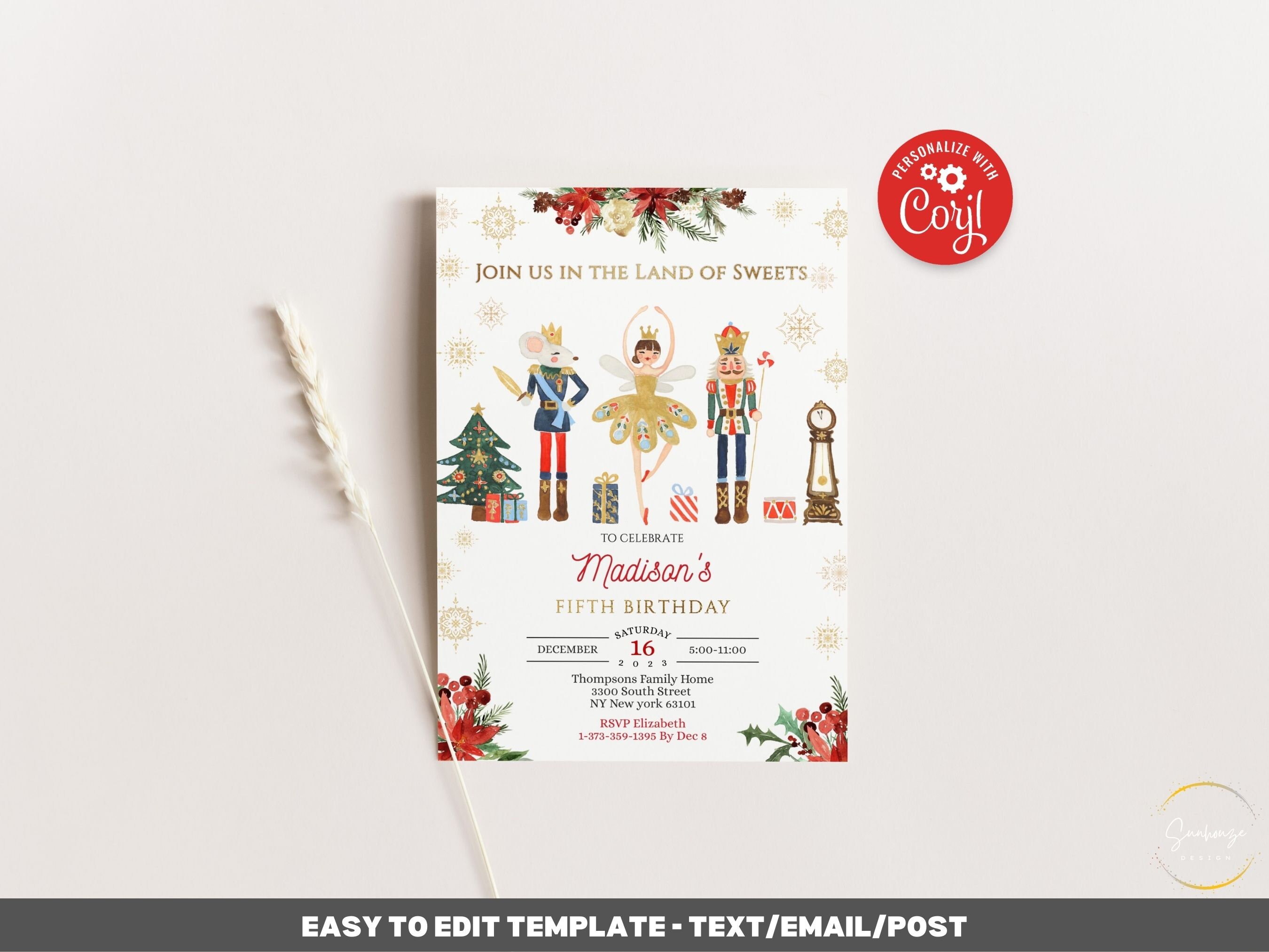 Editable Nutcracker Birthday Invitation Template Winter - Etsy