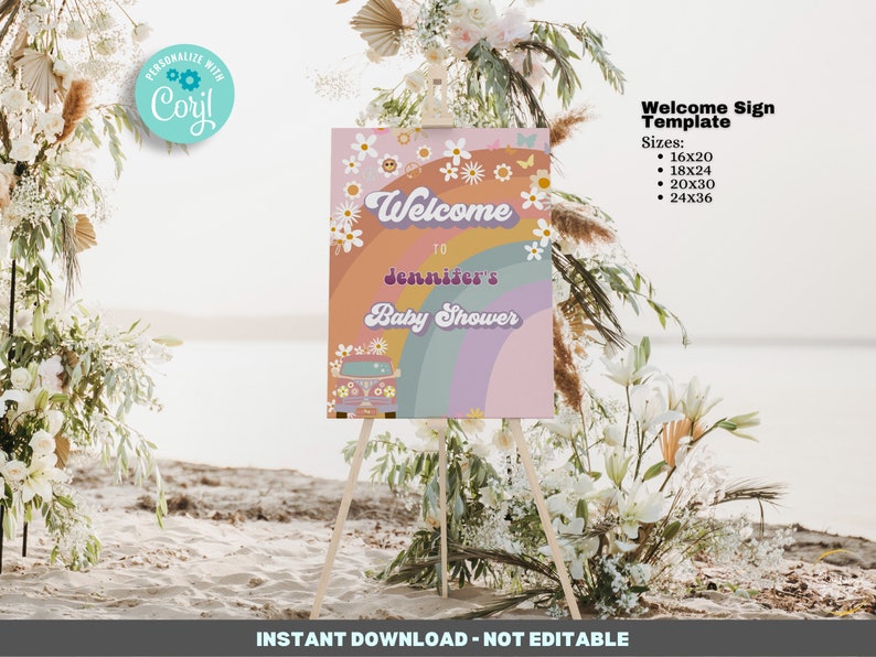 Groovy Baby Shower Welcome Sign Hippie Baby Shower Welcome - Etsy