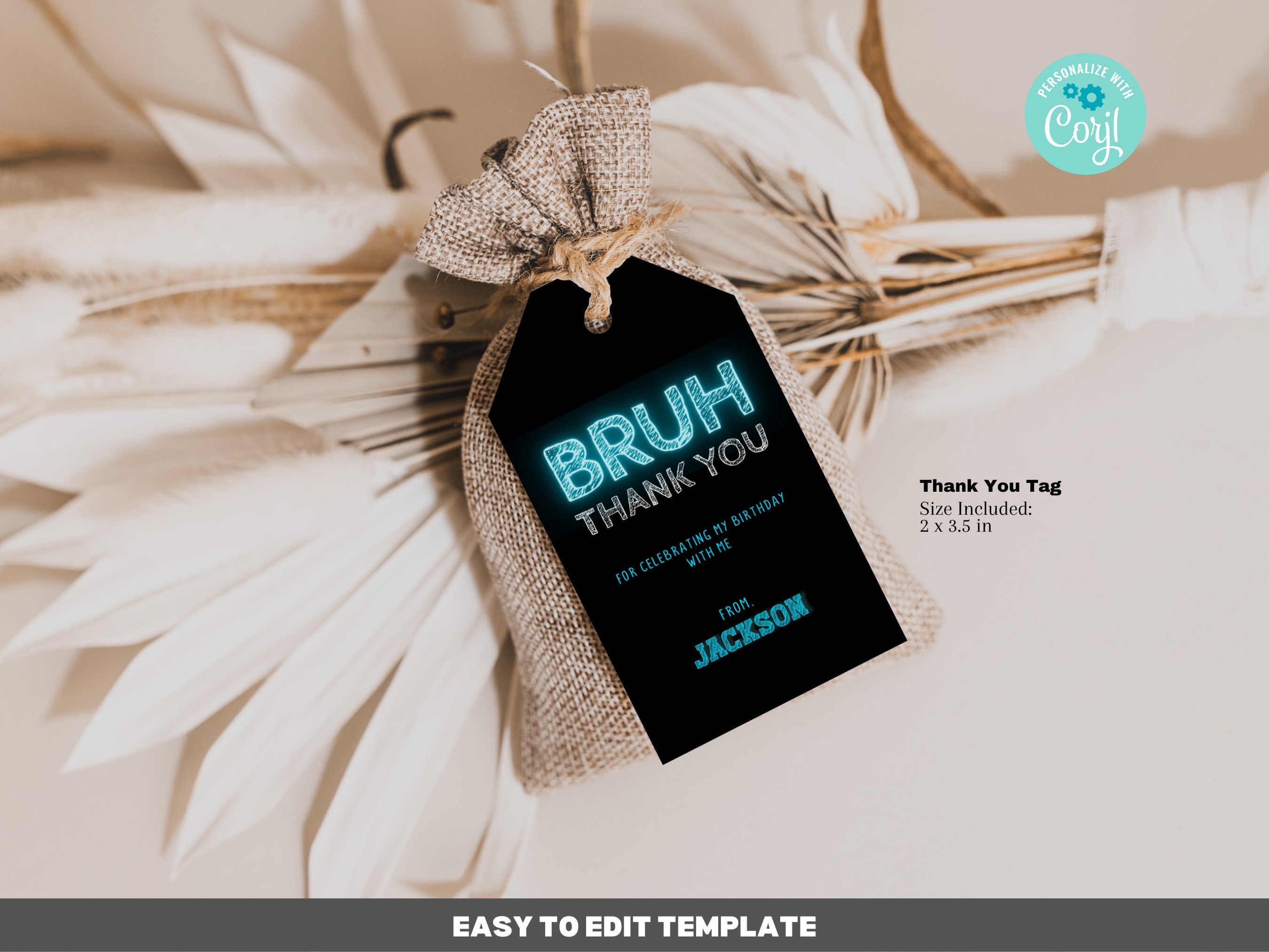 Editable Bruh Neon Birthday Invitation, Boy Birthday Party, Bruh You in ...