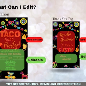 Editable Taco Birthday Invitation Template, Taco Invitation, Taco ...