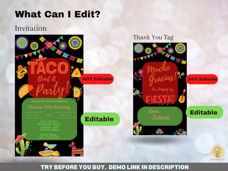 Editable Taco Birthday Invitation Template Taco Invitation - Etsy