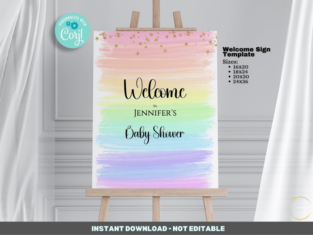Editable Rainbow Baby Shower Welcome Sign Rainbow Baby - Etsy
