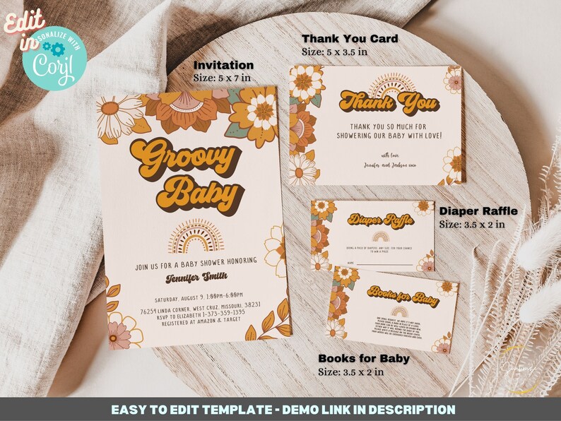 Editable Groovy Baby Shower Invitation Template Shower - Etsy