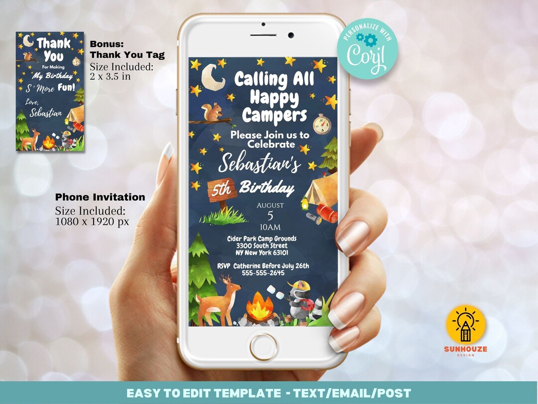Camping Invitation Template Camping Birthday Party - Etsy