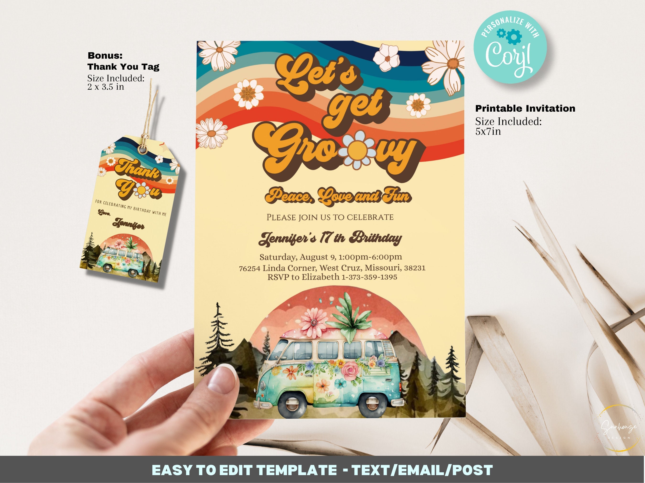 Editable Groovy Birthday Invitation Template Digital - Etsy
