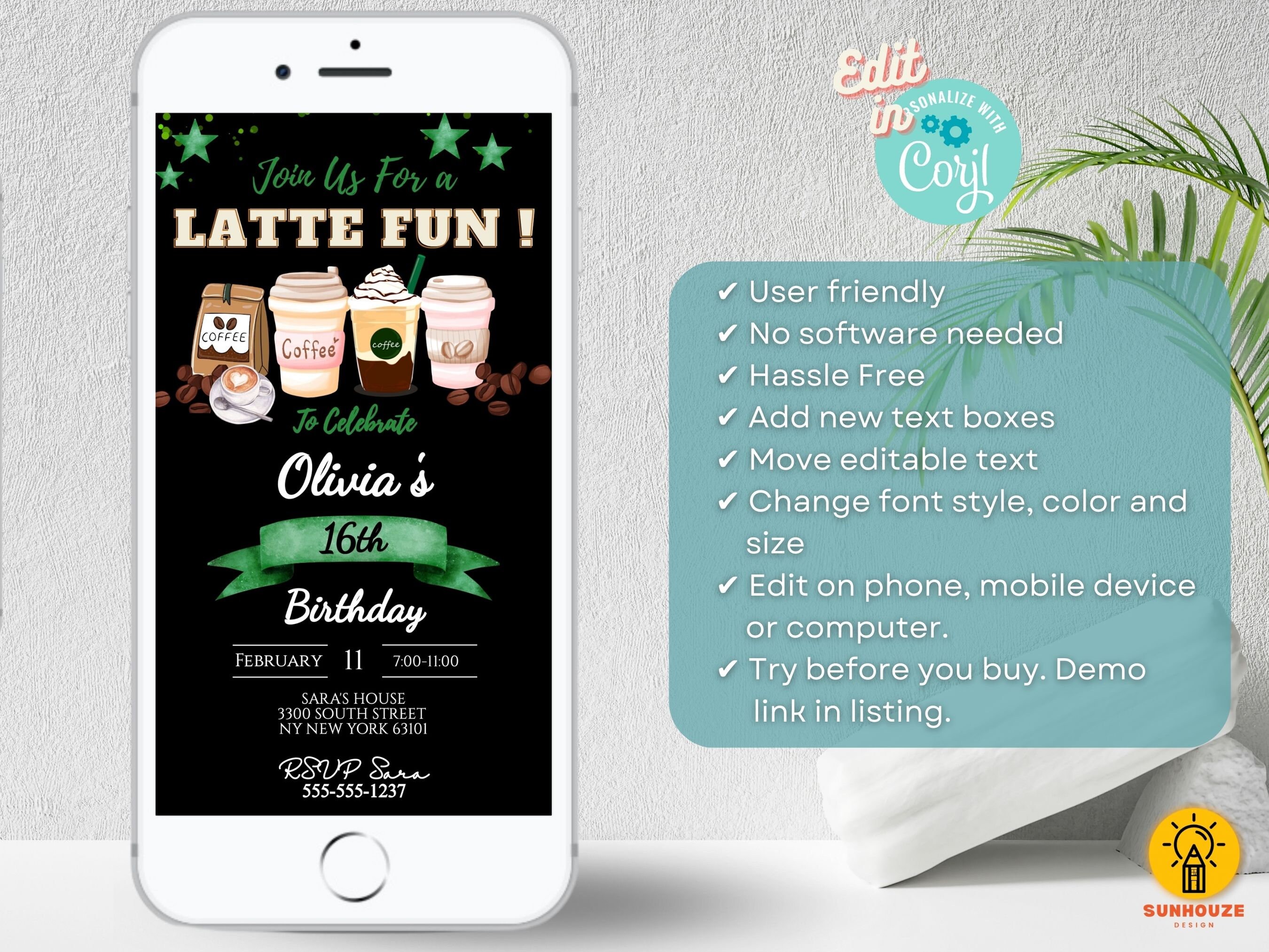 Coffee Shop Birthday Invitation Template | Coffee Theme Party Invite ...