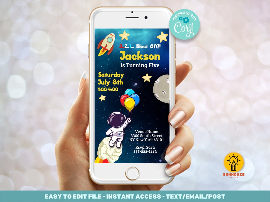 Space Birthday Invitation | Digital Invitation Template | Galaxy ...