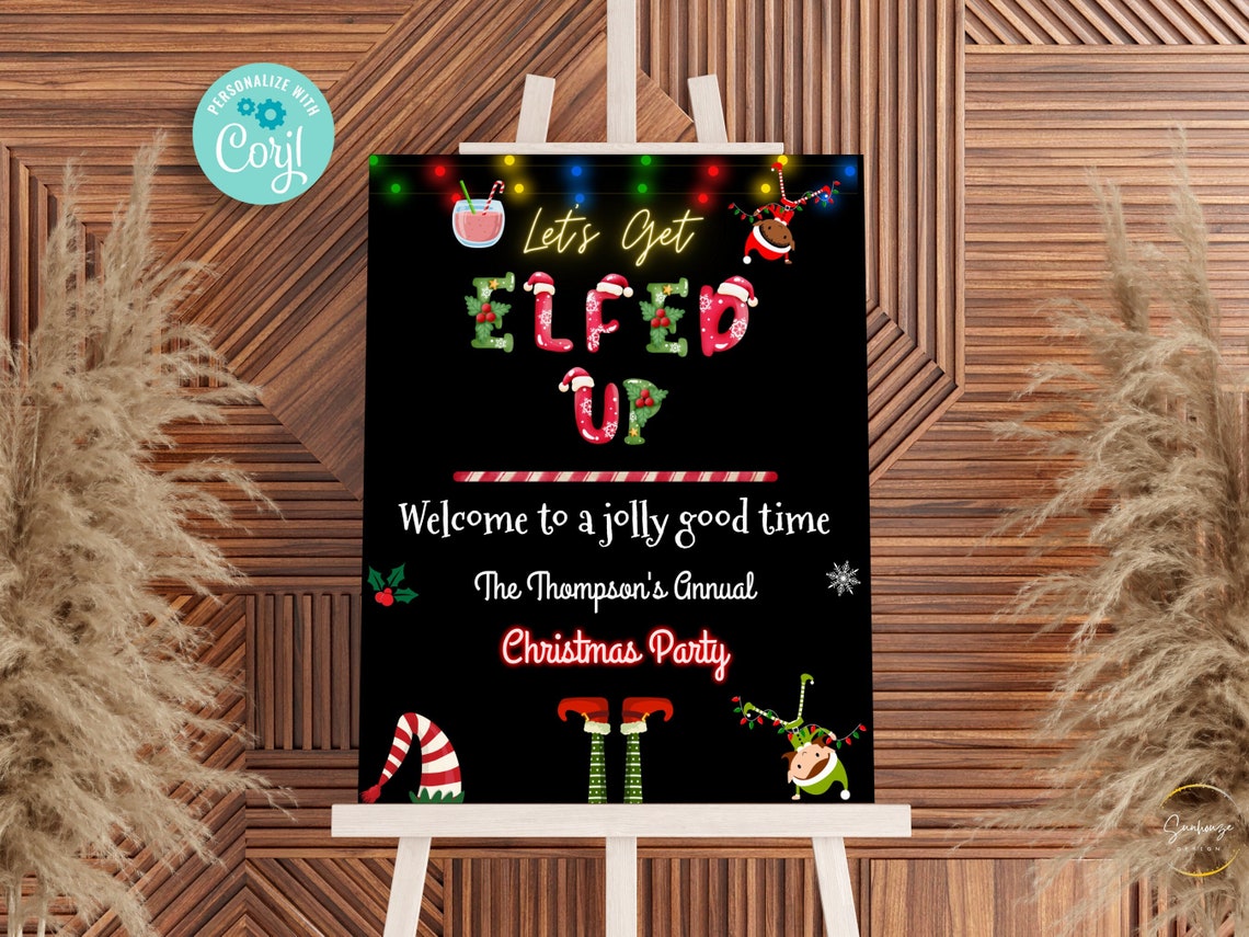 Let's Get Elfed up Christmas Party Sign – Holiday Entrance Decor ...