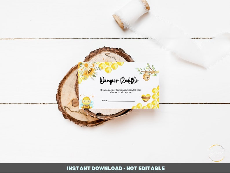 Bee Diaper Raffle Sign - Bee Baby Shower - Sweet as Can Bee Baby Shower ...