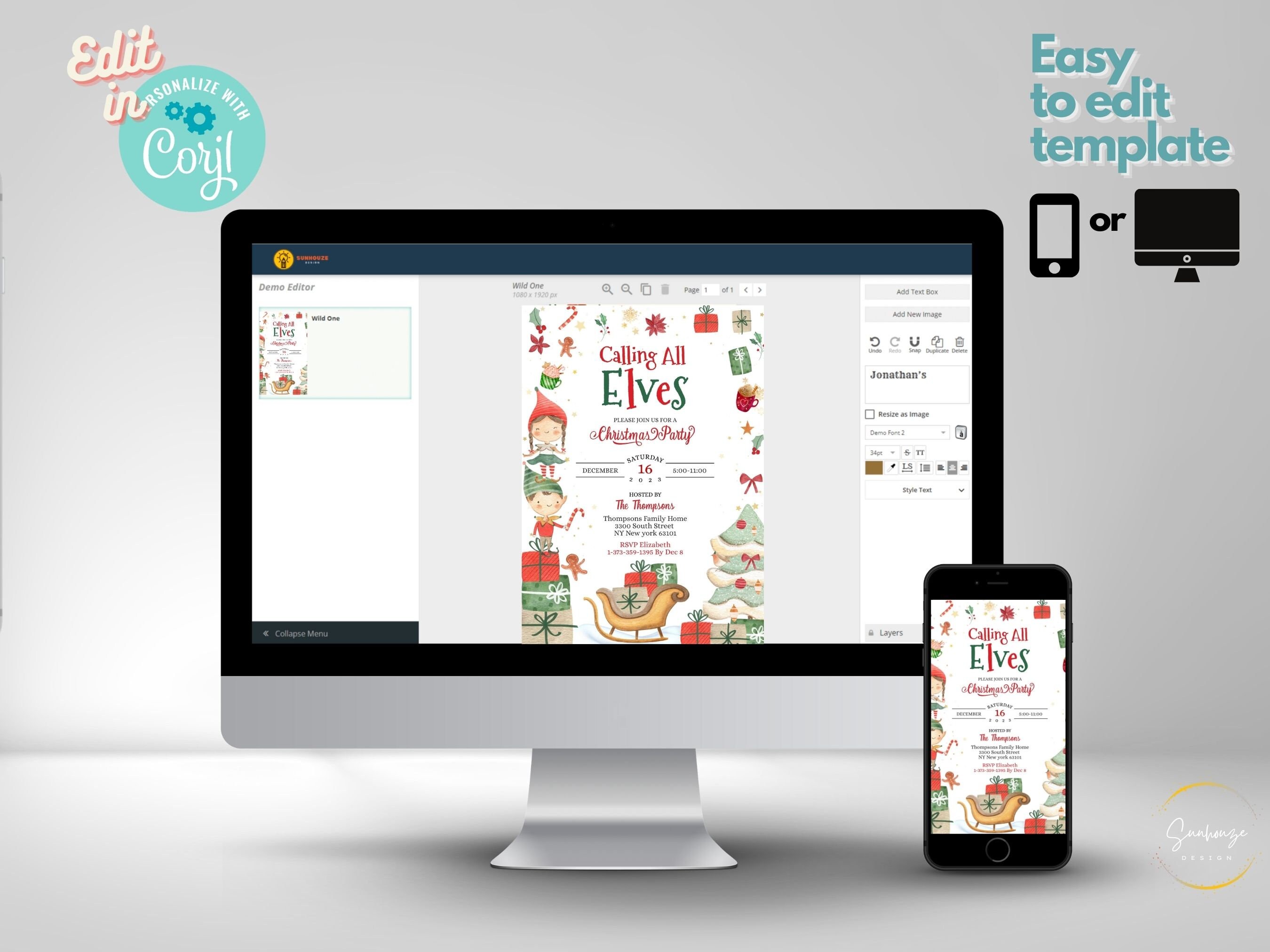 Editable Calling All Elves Invitation Template - Christmas Holiday ...