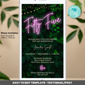 55th Birthday Invitation Template - Editable Template Digital Evite ...