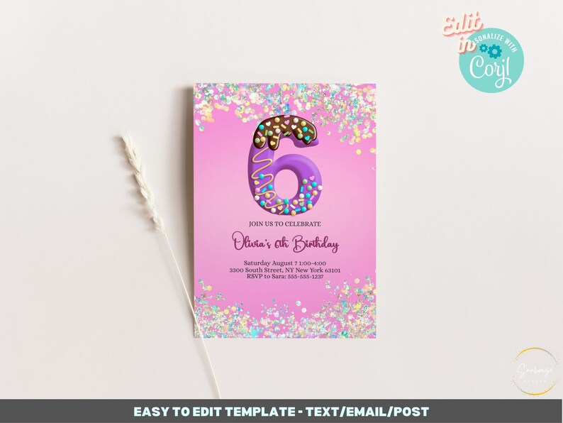 6th Birthday Invitation Template Printable, Editable Cookie Invitation ...