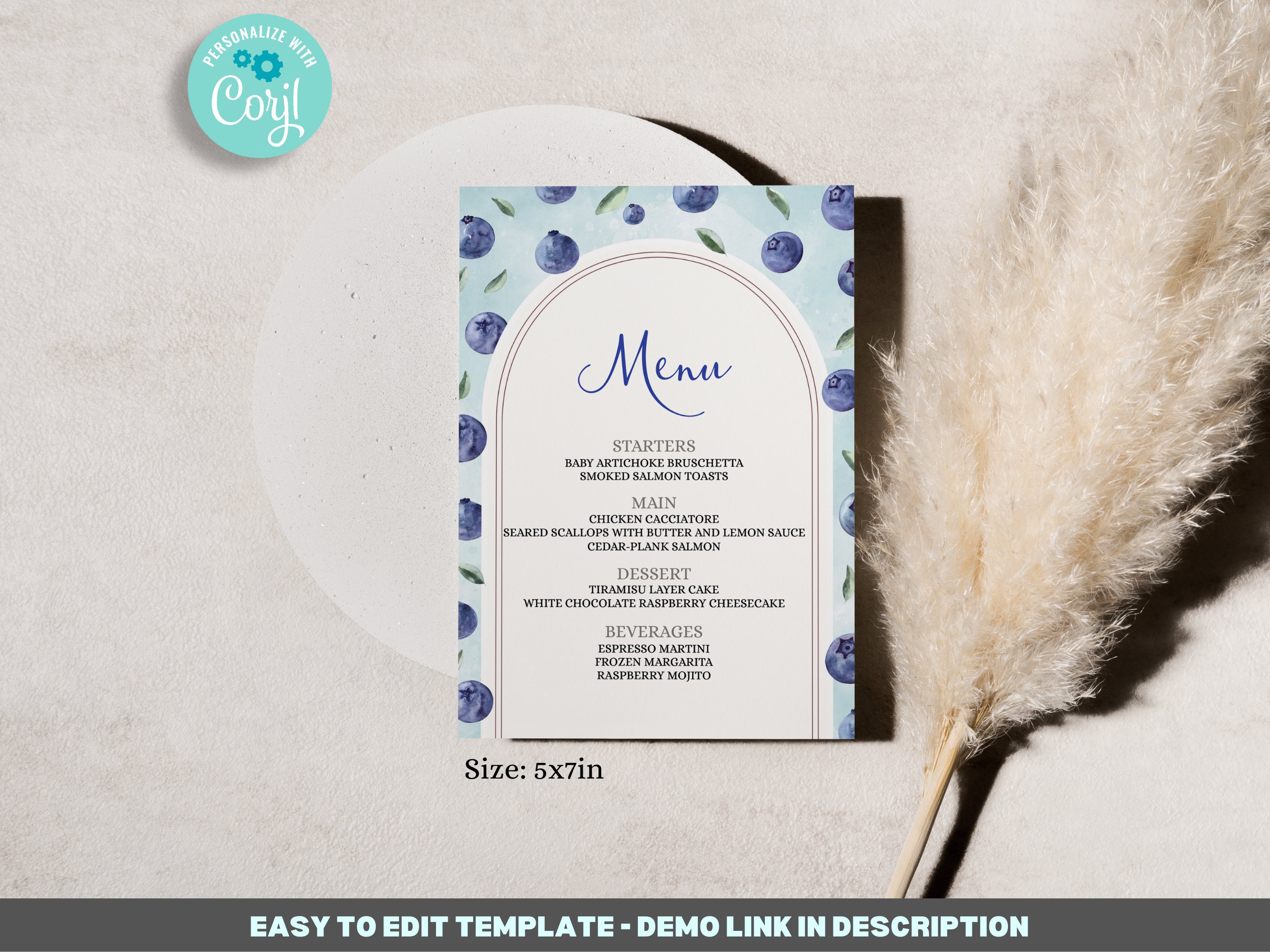 Editable Blueberry Baby Shower Menu Template, Sweet Berry Baby Boy ...