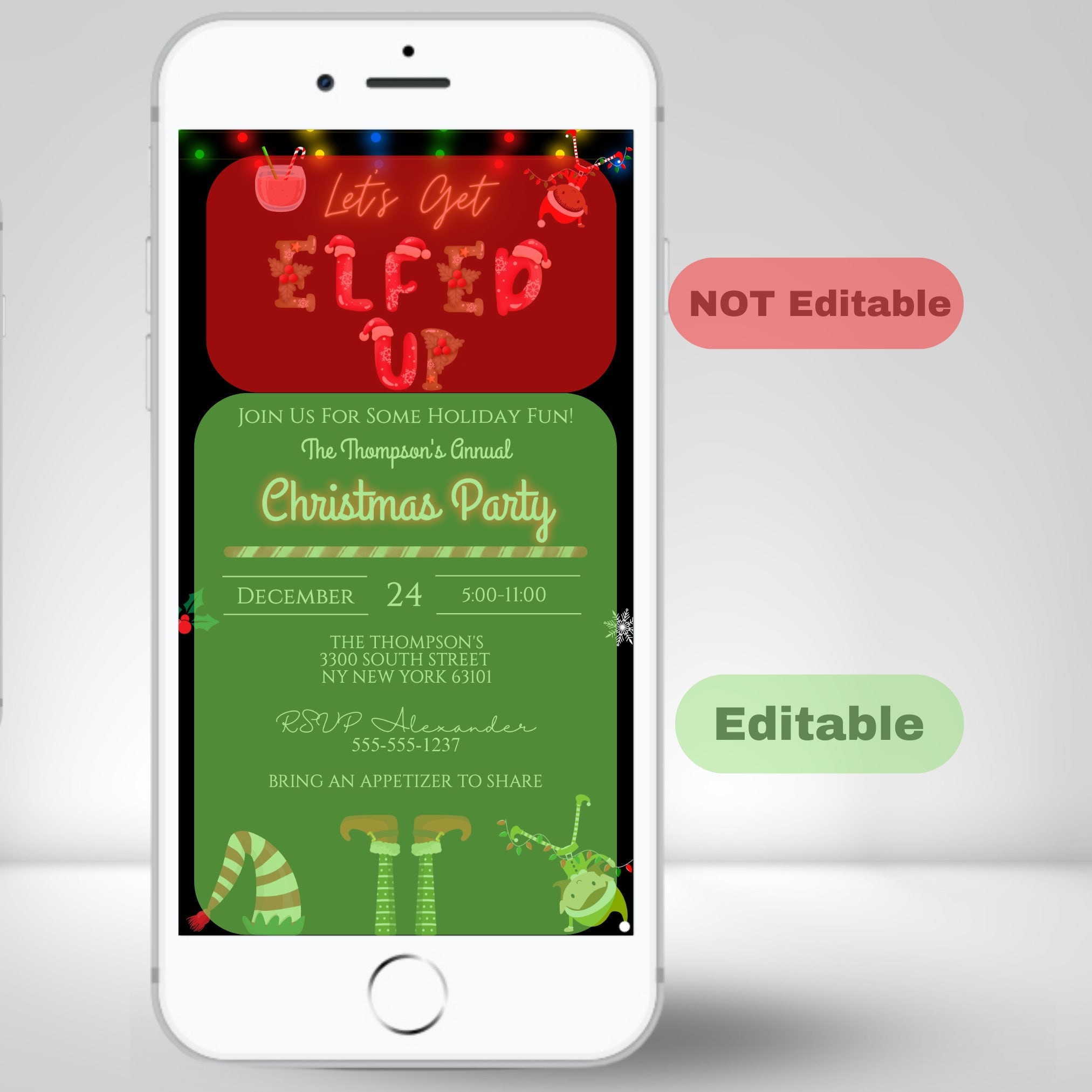 Let's Get Elfed up Invitation Template - Holiday Invite for Phone ...
