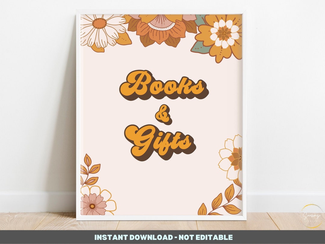Groovy Baby Shower Books and Gifts Sign - Groovy Baby Shower - 70s ...
