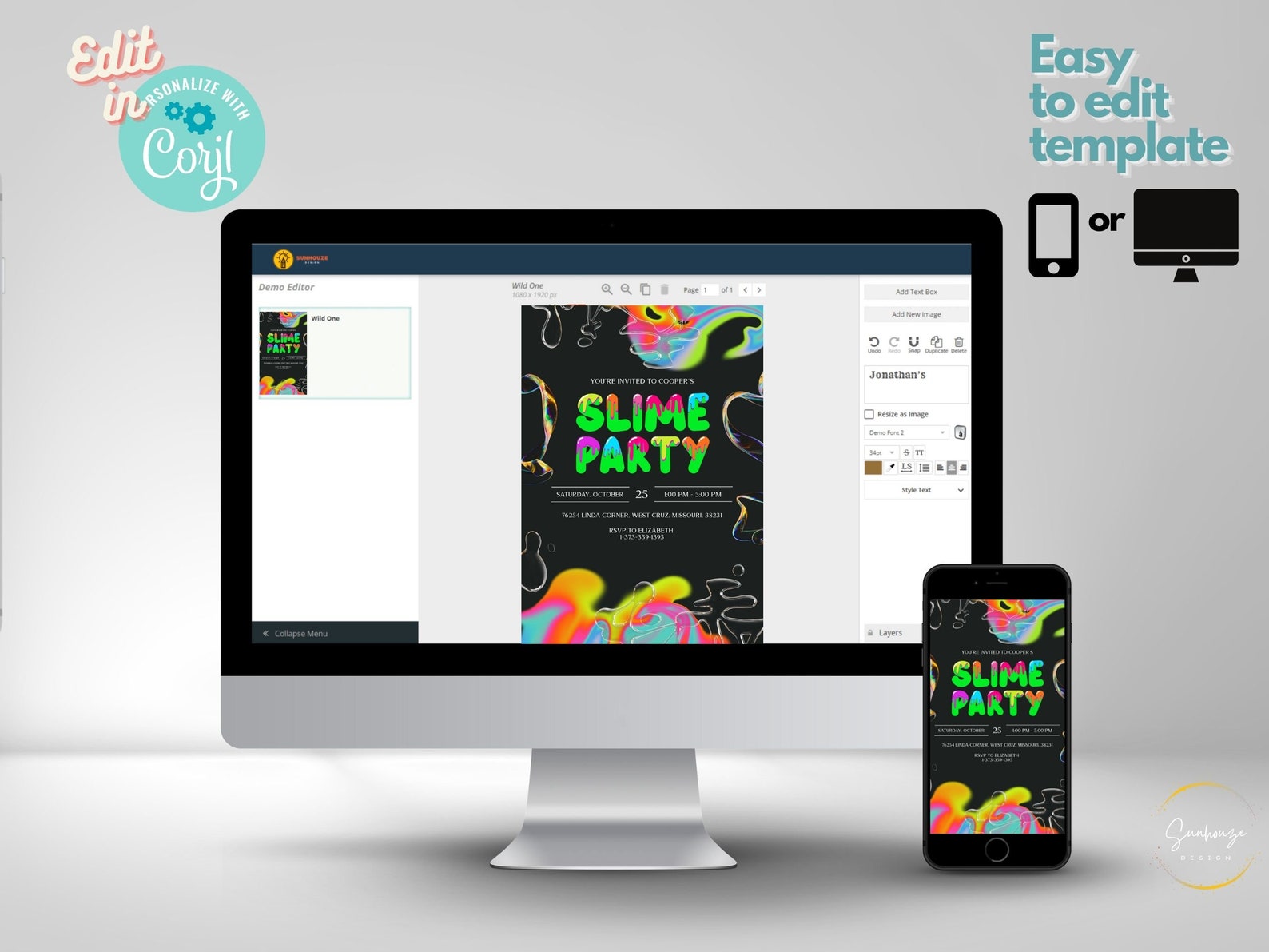 Editable Slime Party Invitation: 5x7 Printable Template - Etsy