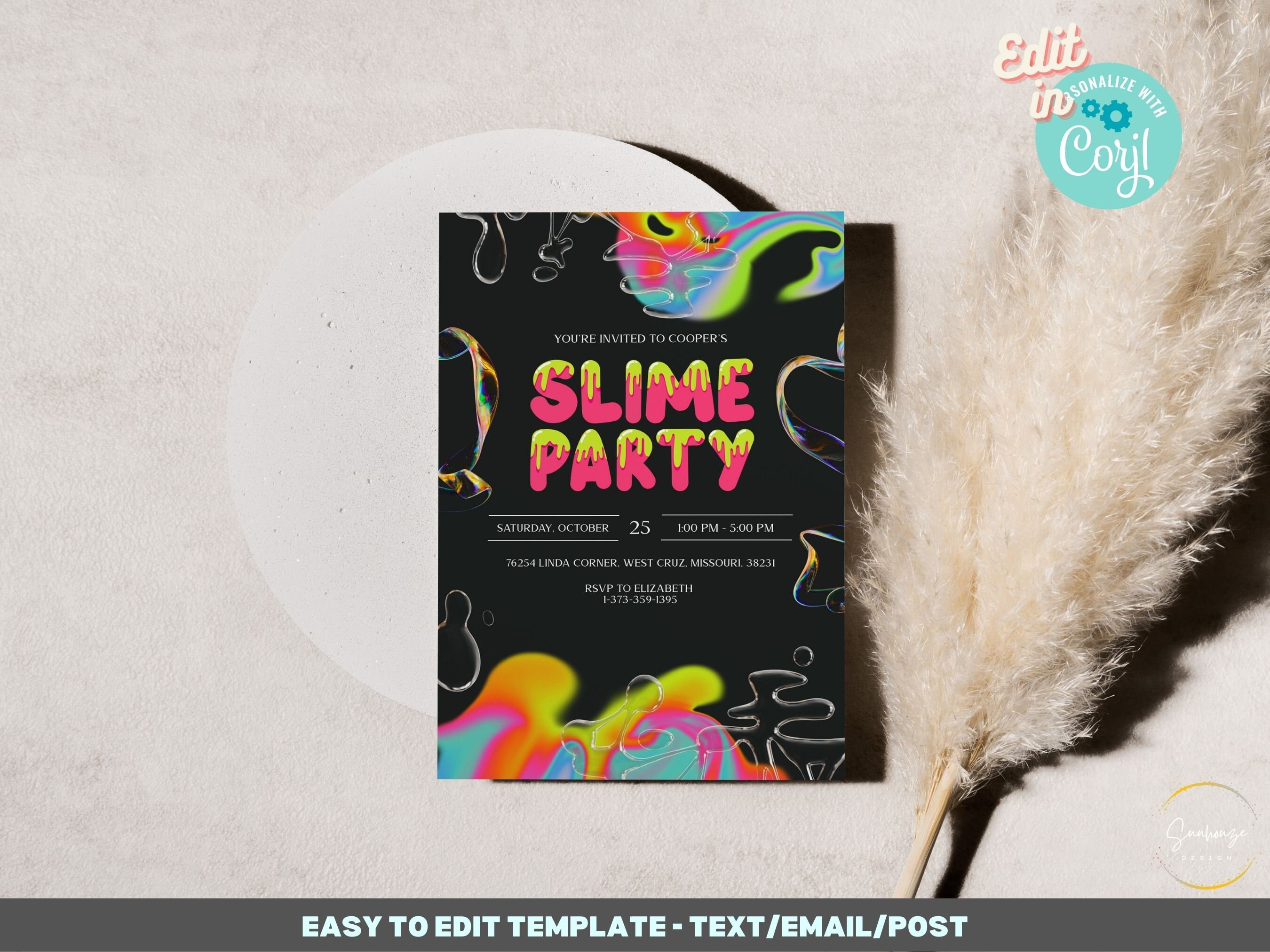 Editable Slime Party Invitation Slime Birthday Party - Etsy