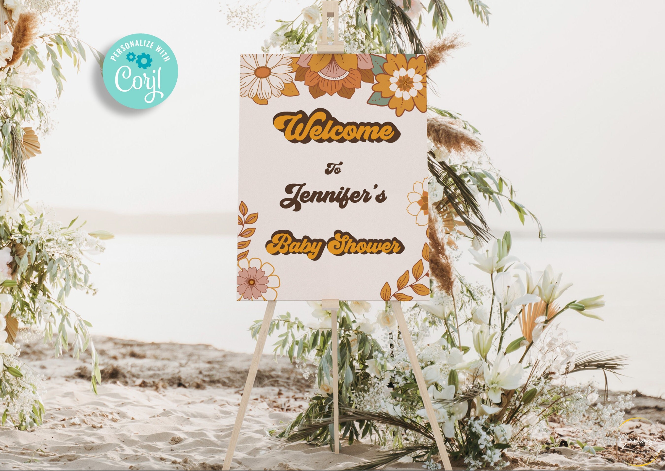 Groovy Baby Shower Welcome Sign - Hippie Baby Shower Welcome Sign - 4 ...