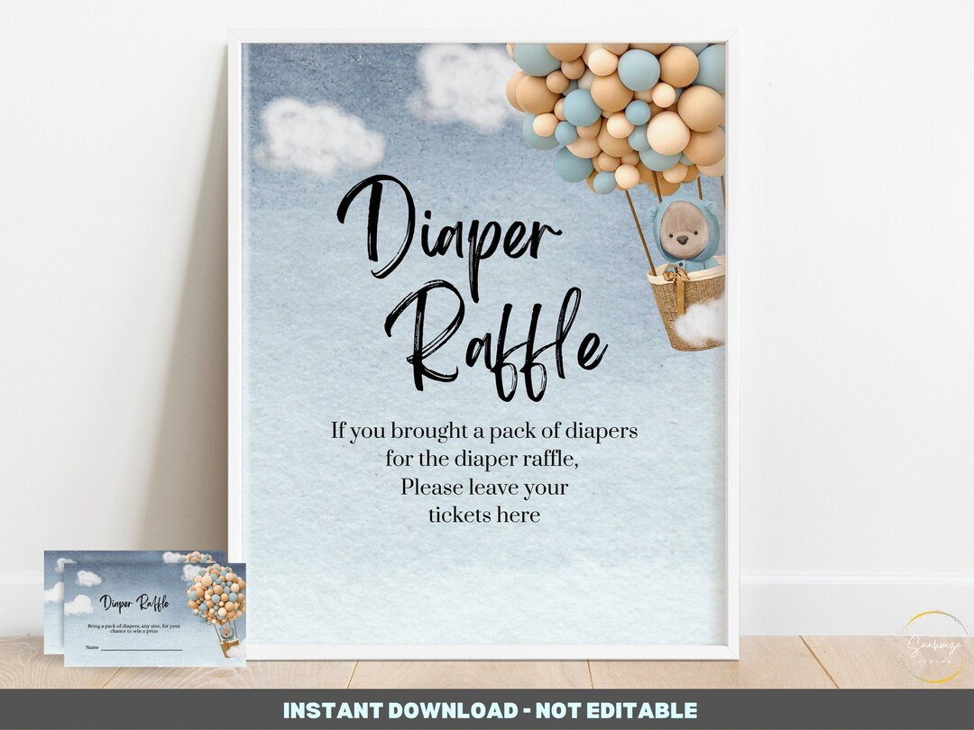 Diaper Raffle Sign - We Can Bearly Wait Baby Shower Games - Printable ...