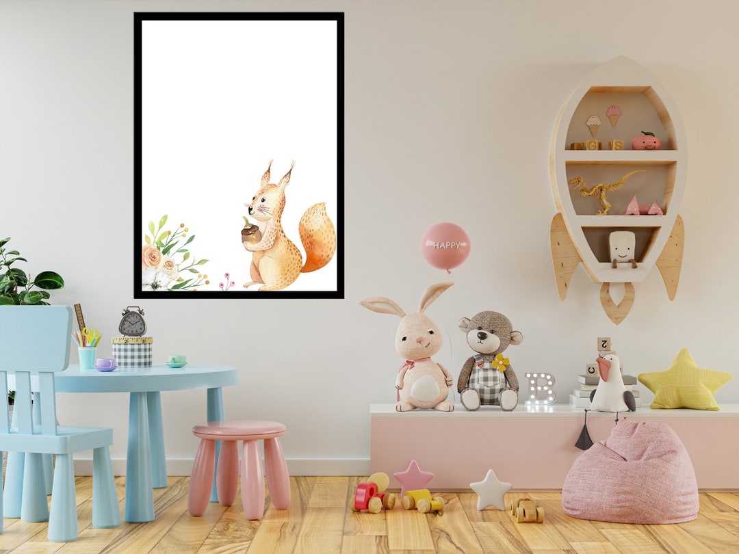 Cute Squirrel Nursery Wall Art Poster Prints - Nursery Room Decor ...