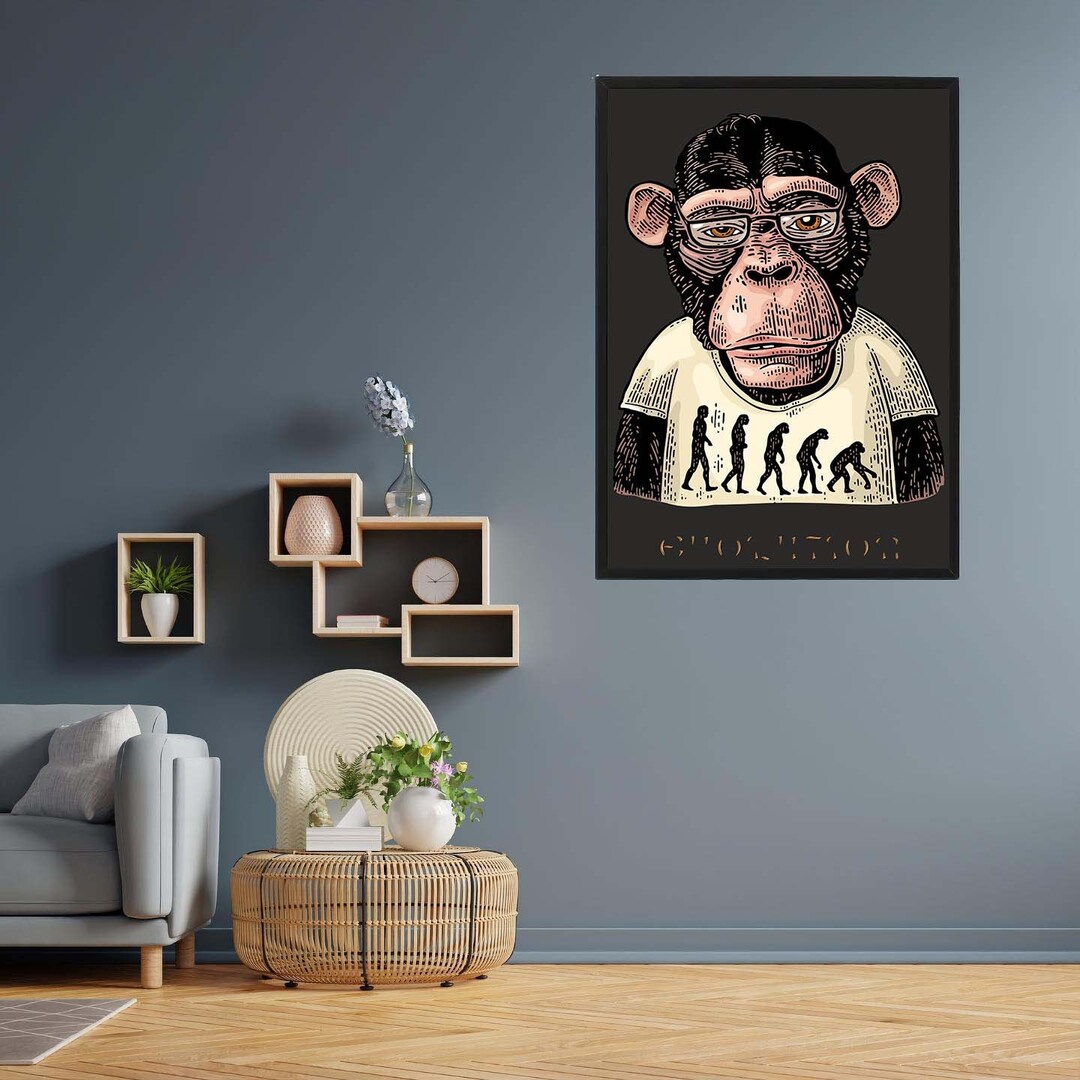 Monkey Illustration Artwork Wall Poster - Stunning Animal Illustration ...
