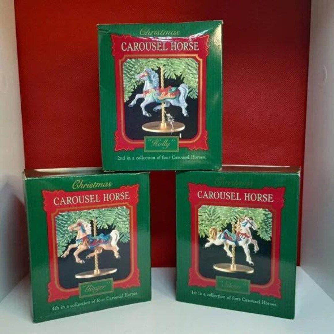 Set of 3 1989 Hallmark Carousel Horse Ornaments Holly, Ginger, Snow - Etsy