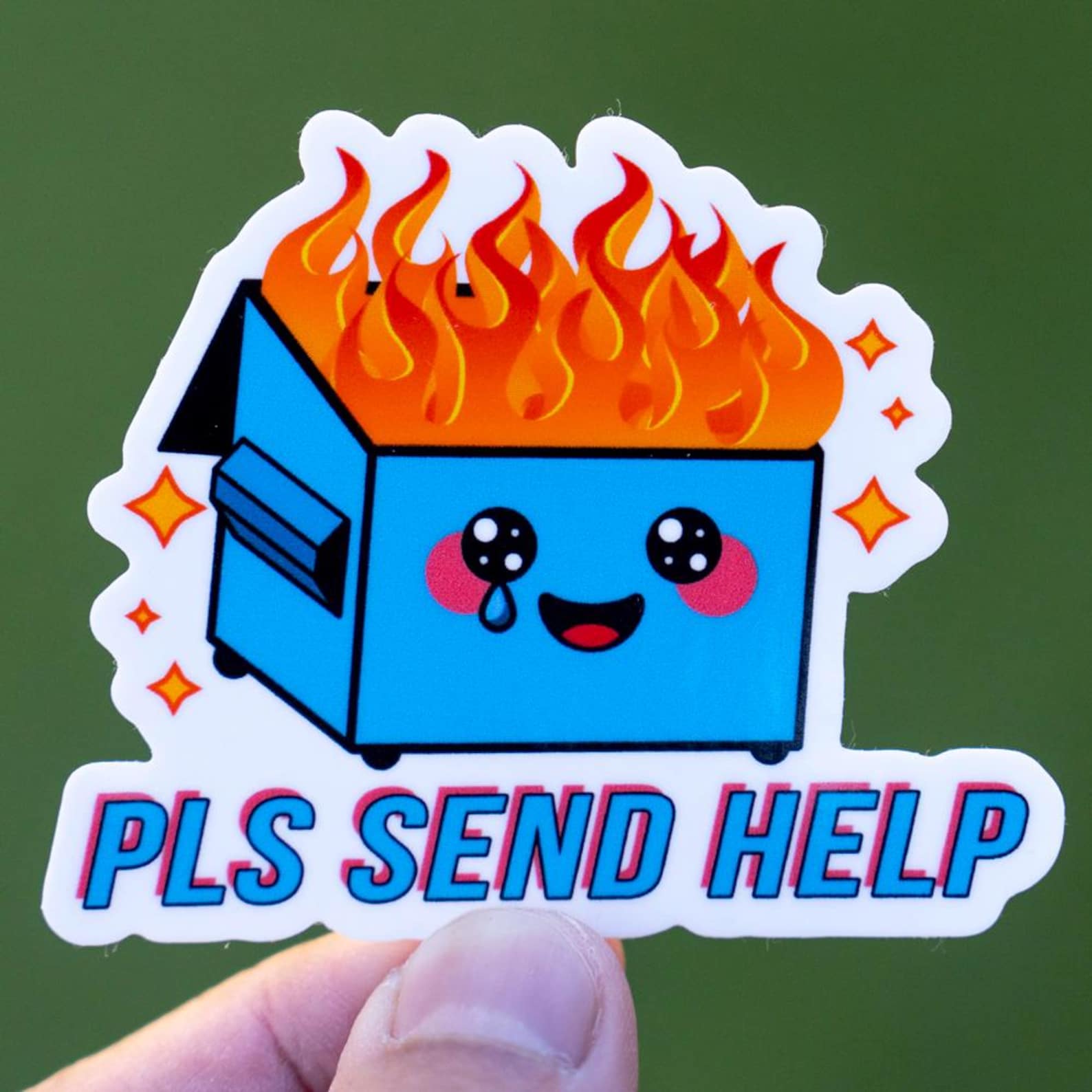 PLS SEND HELP - Dumpster Fire Sticker for Laptops Water Bottles Smooth ...