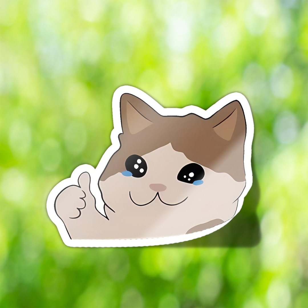 Crying Cat Thumbs up Sticker Meme Stickers Funny Sticker for Cars ...