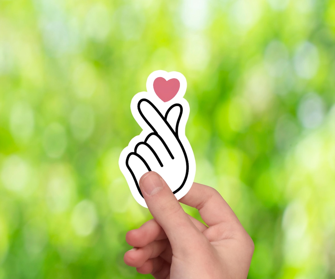 Korean Finger Heart Meme Stickers Funny Witty Outdoor Sticker Decal for ...