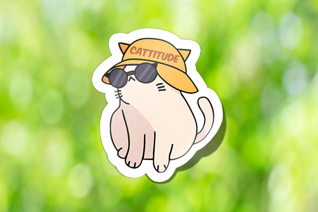 Cattitude Cat Kitty Funny Sticker Outdoor Indoor Sticker Decal for Cars ...
