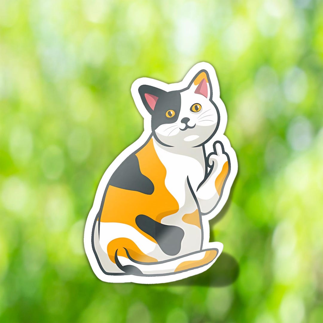 Cat Flipping off Middle Finger Sticker Meme Stickers Funny Sticker for ...