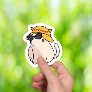 Cattitude Cat Kitty Funny Sticker Outdoor Indoor Sticker Decal for Cars ...