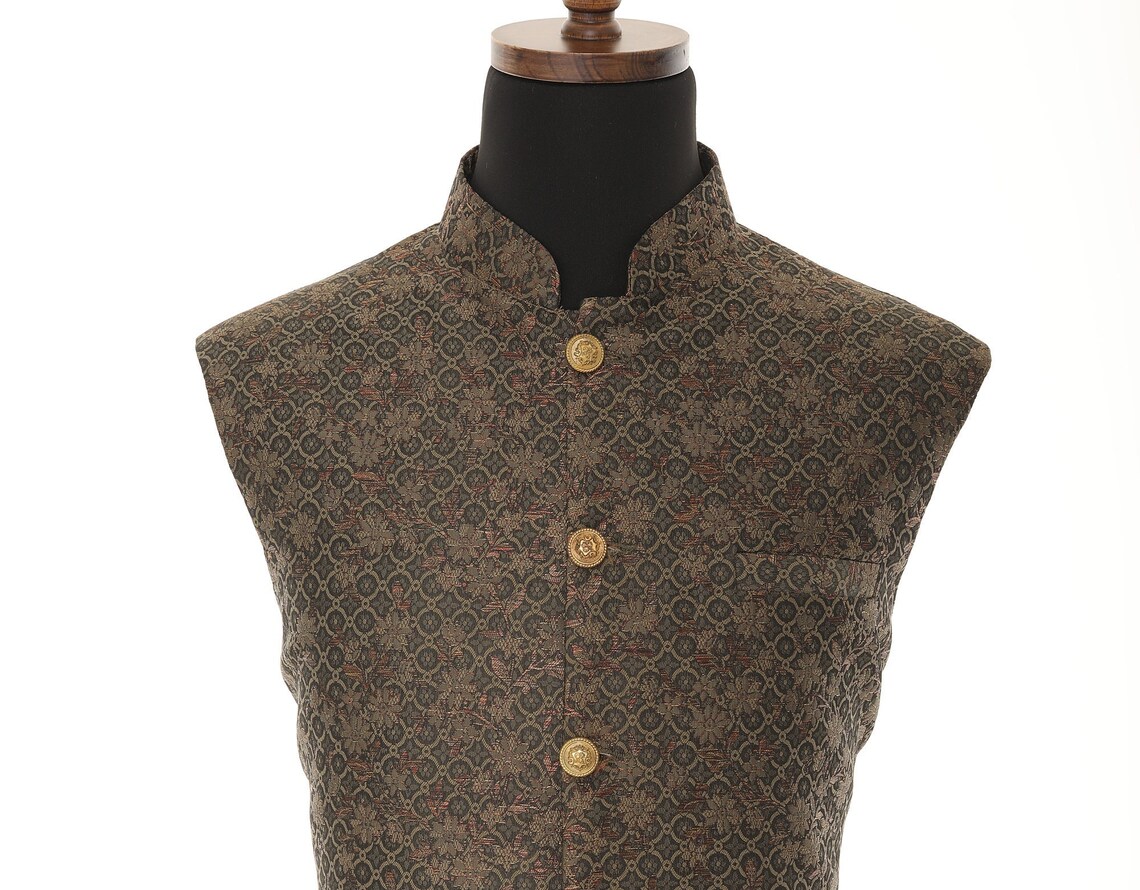 Men's Brown Nehru Jacket, Sleeveless Jacket, Indian Traditional Wear ...
